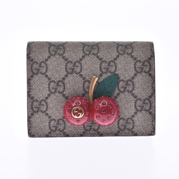Gucci | Bags | Gucci Bifold Red Wallet Grey Gg Cherry Supreme | Poshmark